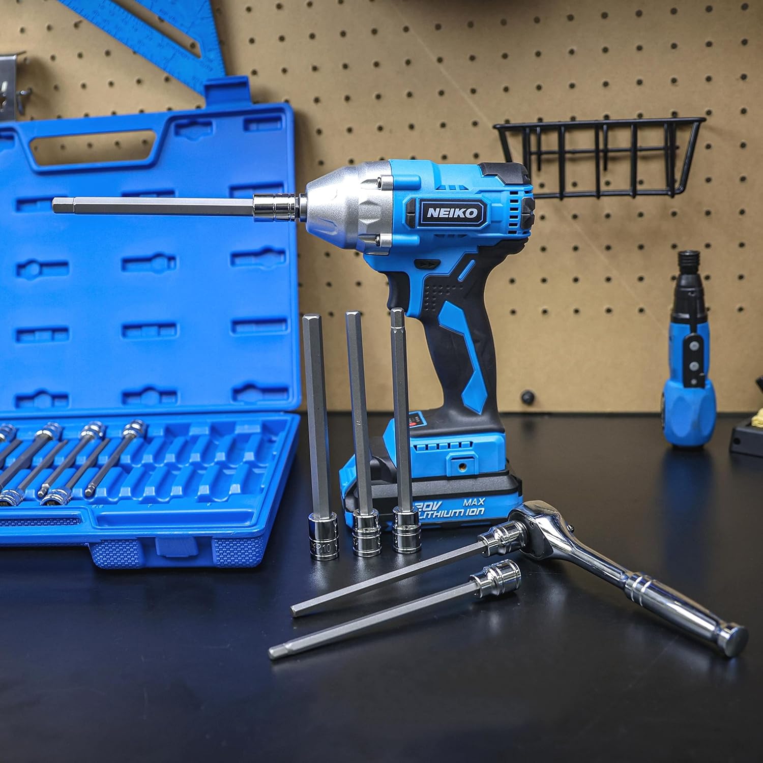 Neiko 10079A Extra Long Allen Hex Bit Socket Set, 18 Piece SAE and Met ...